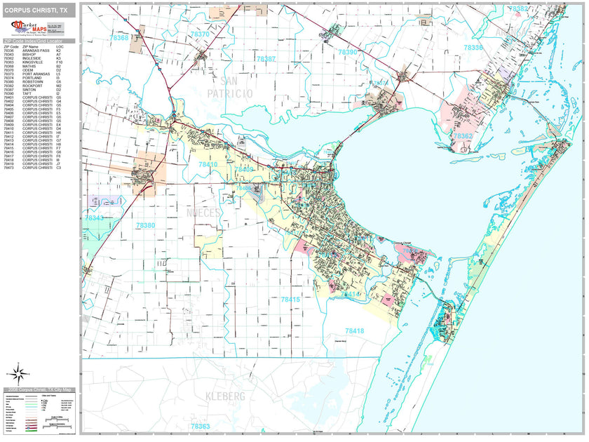 Corpus Christi Wall Map by Market Maps – Texas Map Store