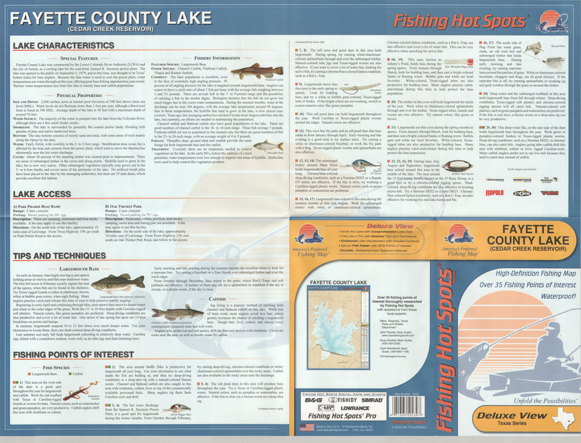Fayette County Lake fishing map – Texas Map Store