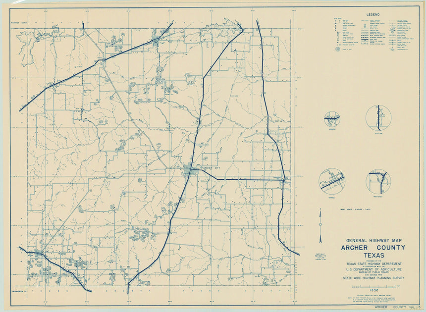 Archer County Texas Historical Map 1936 – Texas Map Store