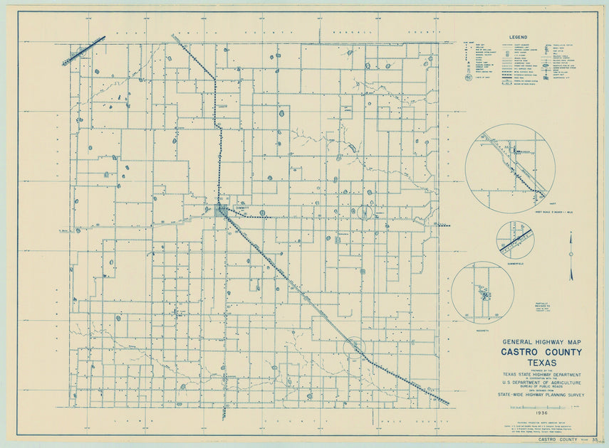 Castro County Texas Historical Map 1936 – Texas Map Store