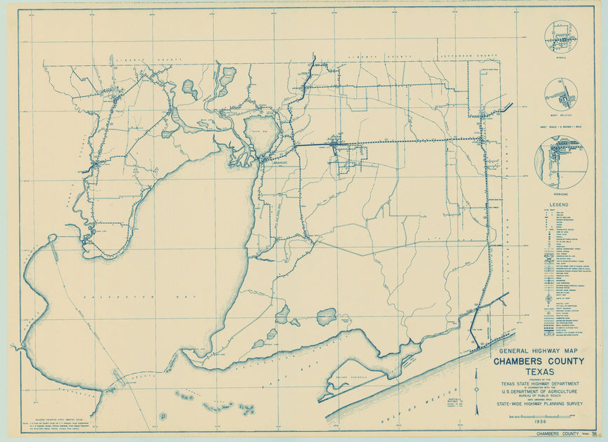 Chambers County Texas Historical Map 1936 – Texas Map Store