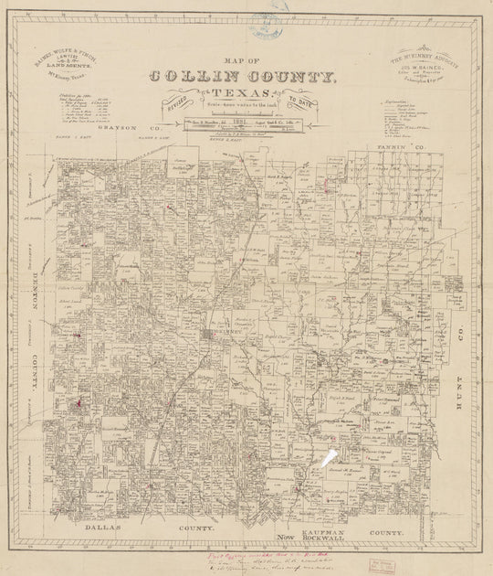 Collin County Texas Historical Map 1881 – Texas Map Store