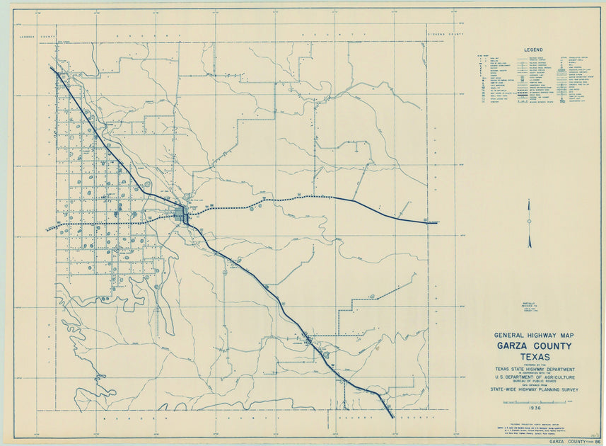 Garza County Texas Historical Map 1936 – Texas Map Store