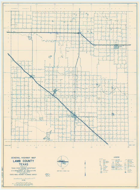 Lamb County Texas Historical Map 1936 – Texas Map Store