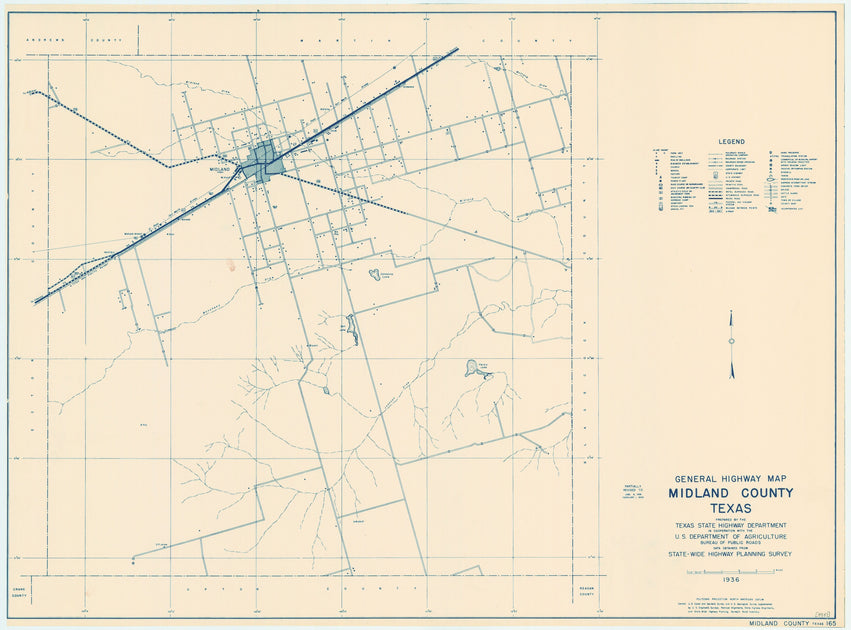 Midland County Texas Historical Map 1936 – Texas Map Store