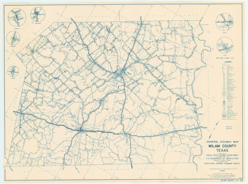 Milam County Texas Historical Map 1936 – Texas Map Store