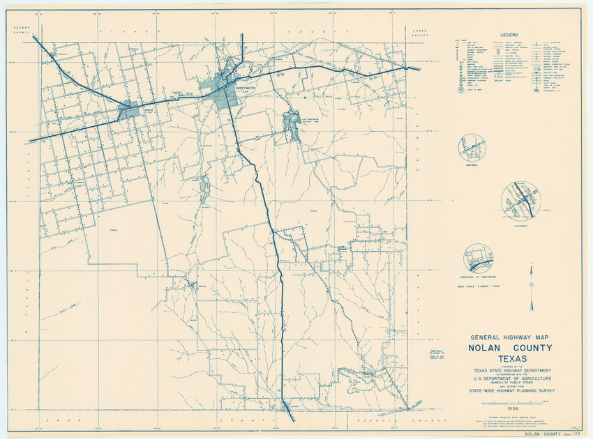 Nolan County Texas Historical Map 1936 – Texas Map Store