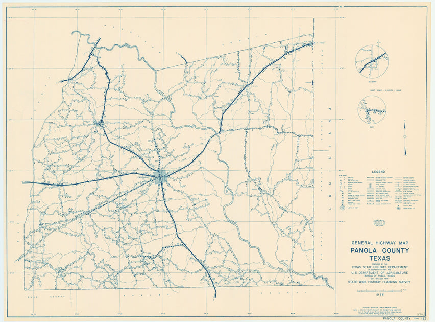 Panola County Texas Historical Map 1936 – Texas Map Store
