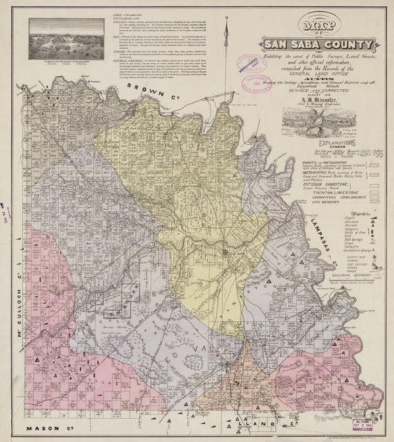 San Saba County Texas Historical Map 1876 – Texas Map Store