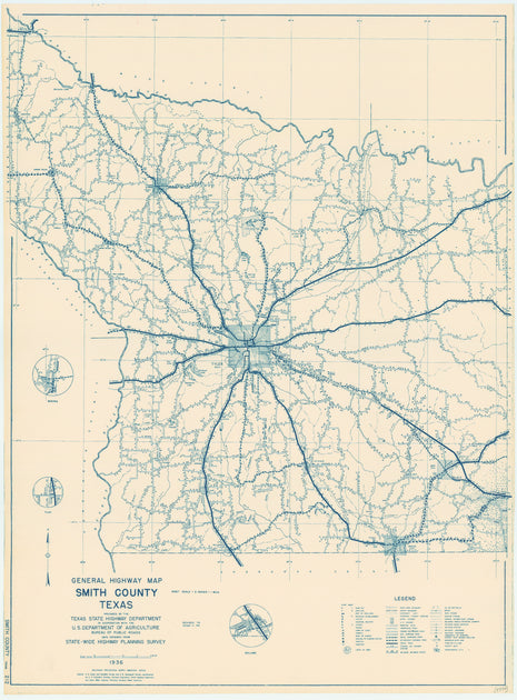 Smith County Texas Historical Map 1936 – Texas Map Store