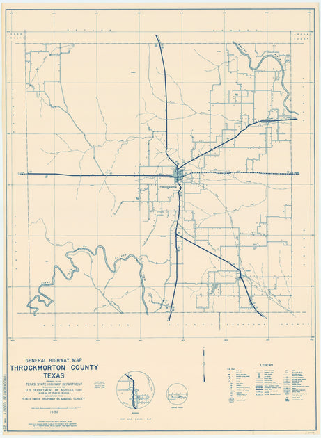 Throckmorton County Texas Historical Map 1936 – Texas Map Store
