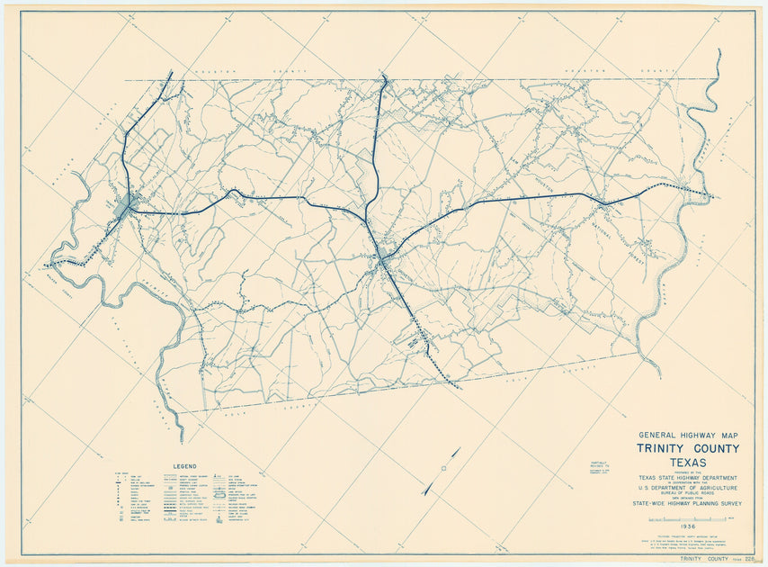 Trinity County Texas Historical Map 1936 – Texas Map Store