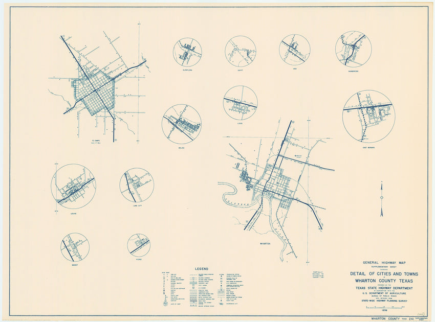 Wharton County Texas Historical Map 1936 – Texas Map Store