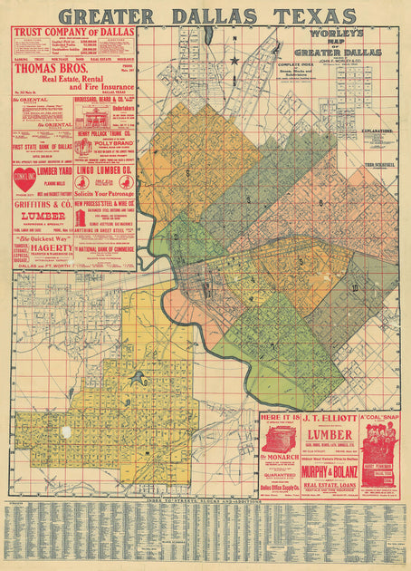 Dallas Texas historical map 1905 – Texas Map Store