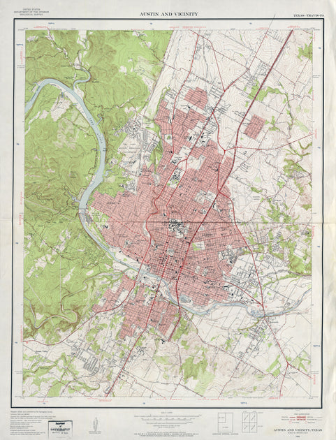 Austin Texas historical Topographic Map 1955 – Texas Map Store