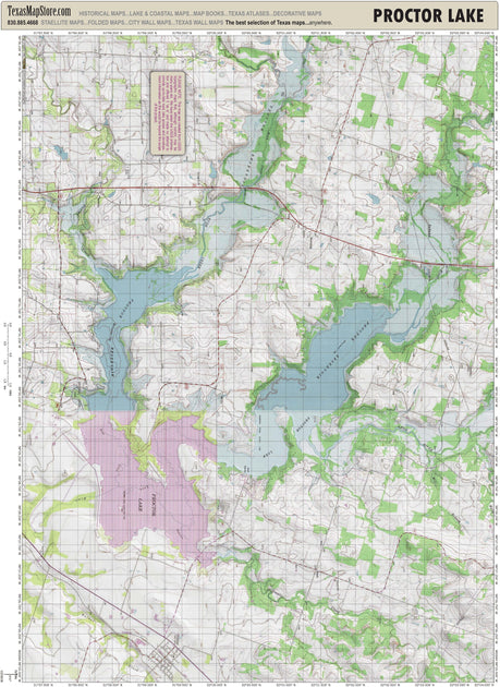 Proctor Lake Texas fishing map – Texas Map Store