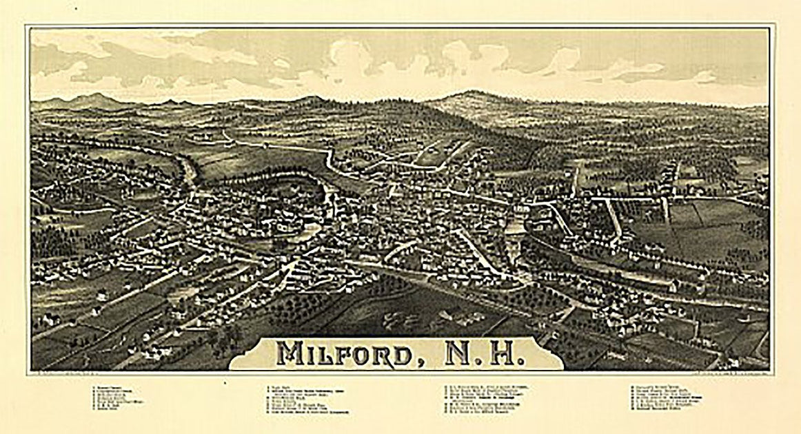 Antique Map of Milford, New Hampshire 1884 – Texas Map Store
