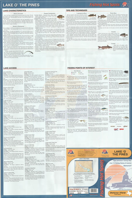 Lake O' The Pines fishing map – Texas Map Store