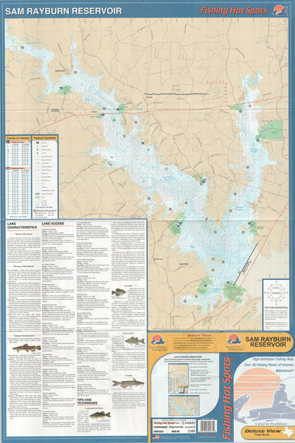 Sam Rayburn Reservoir fishing map – Texas Map Store