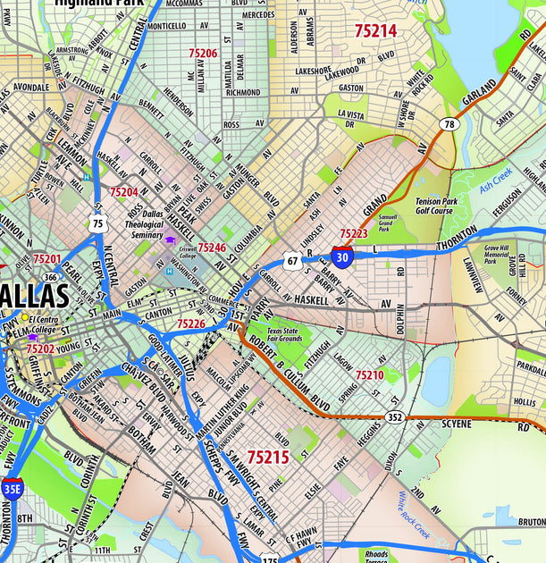 Dallas County Zip Code Map – Texas Map Store