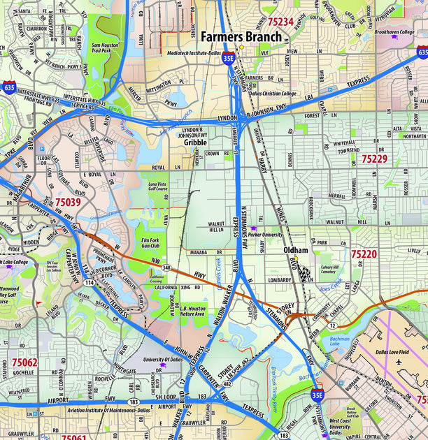 Dallas County Zip Code Map – Texas Map Store