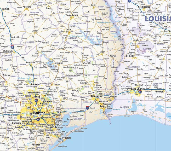 South Central US Wall Map by Universal Map – Texas Map Store