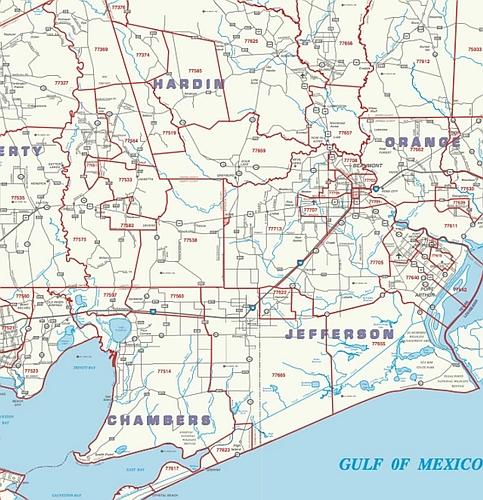 Southeast Texas Wall Map with Zip Codes – Texas Map Store