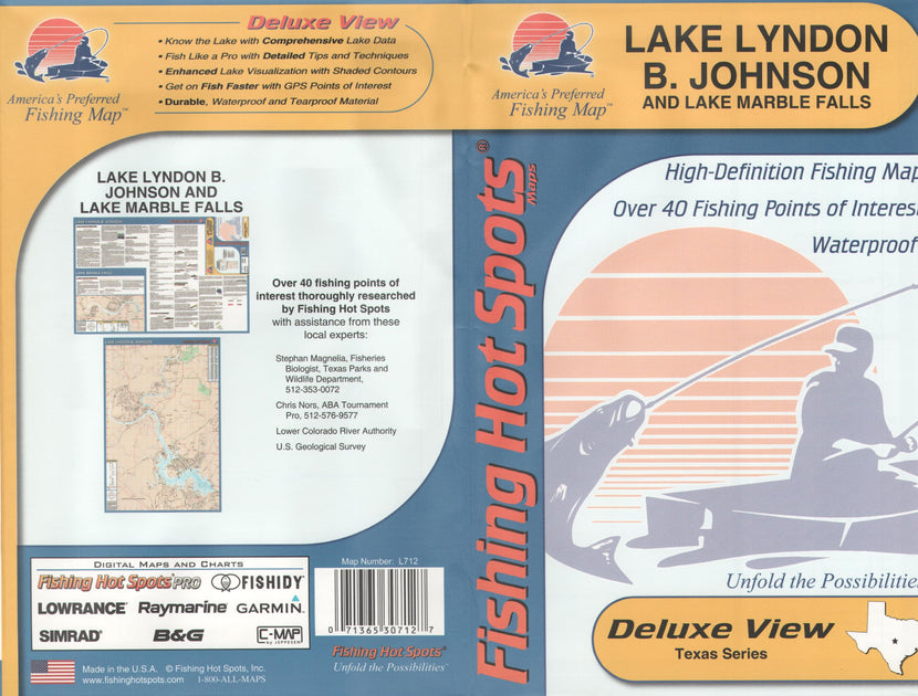 Lake Lyndon B. Johnson fishing map – Texas Map Store