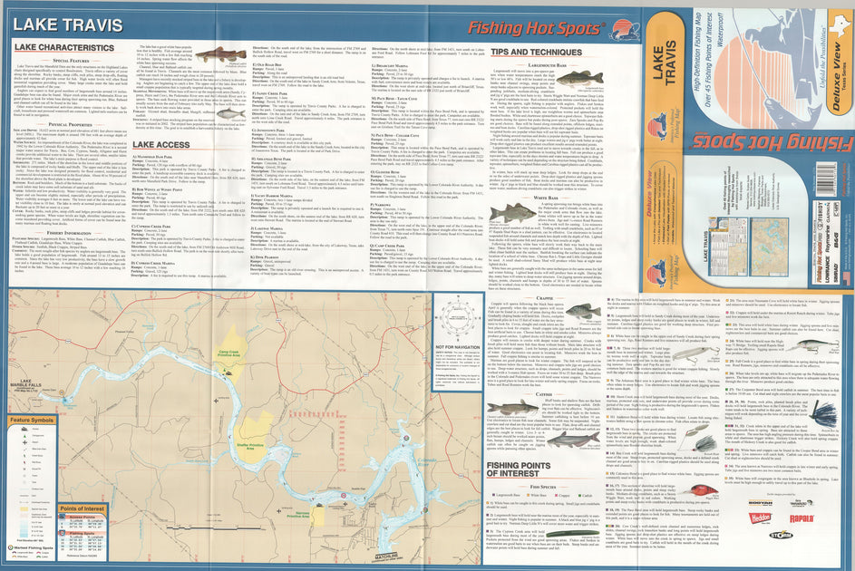 Lake Travis Texas fishing map – Texas Map Store