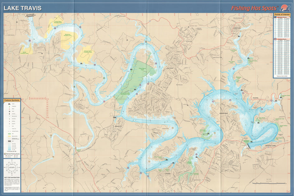 Lake Travis Texas fishing map – Texas Map Store
