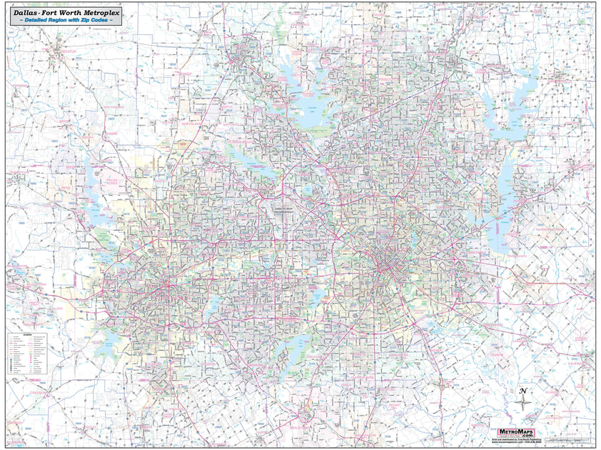 DFW Regional Major Arterial Wall Map by MetroMaps – Texas Map Store
